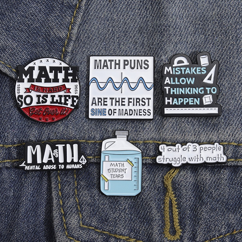 Cartoon Math Elements Collection Brooch MATH Puns Lapel Pin Backpack ...