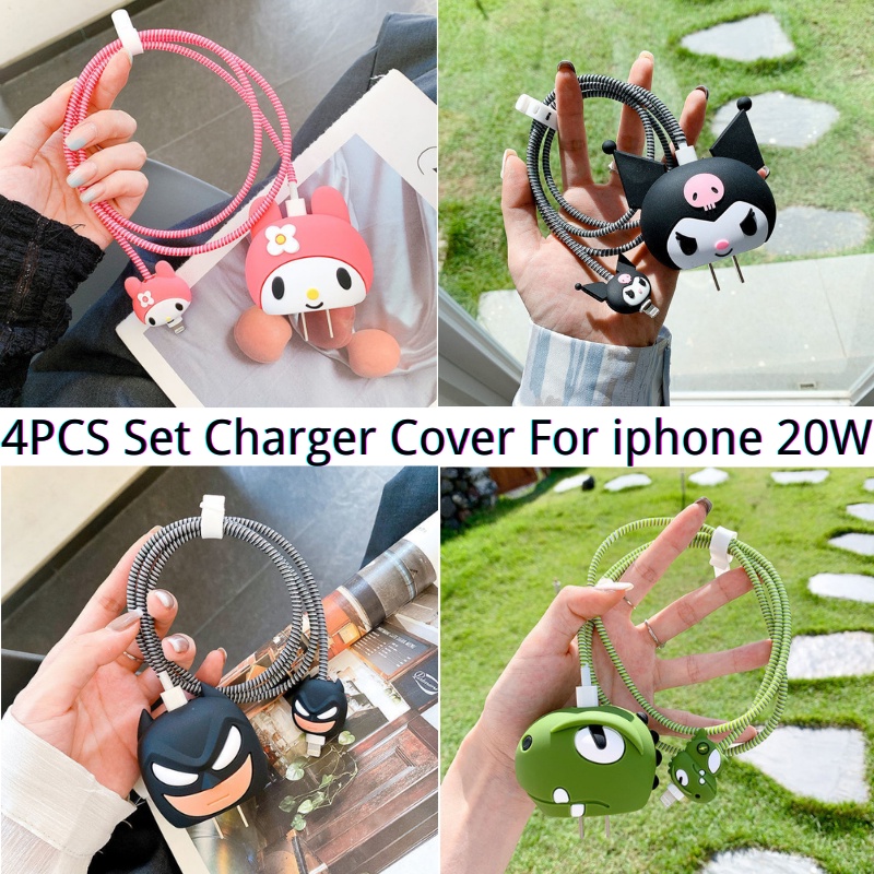 4pcs/set Charging Cable Protector Cute Cartoon Charger Protector Cover ...