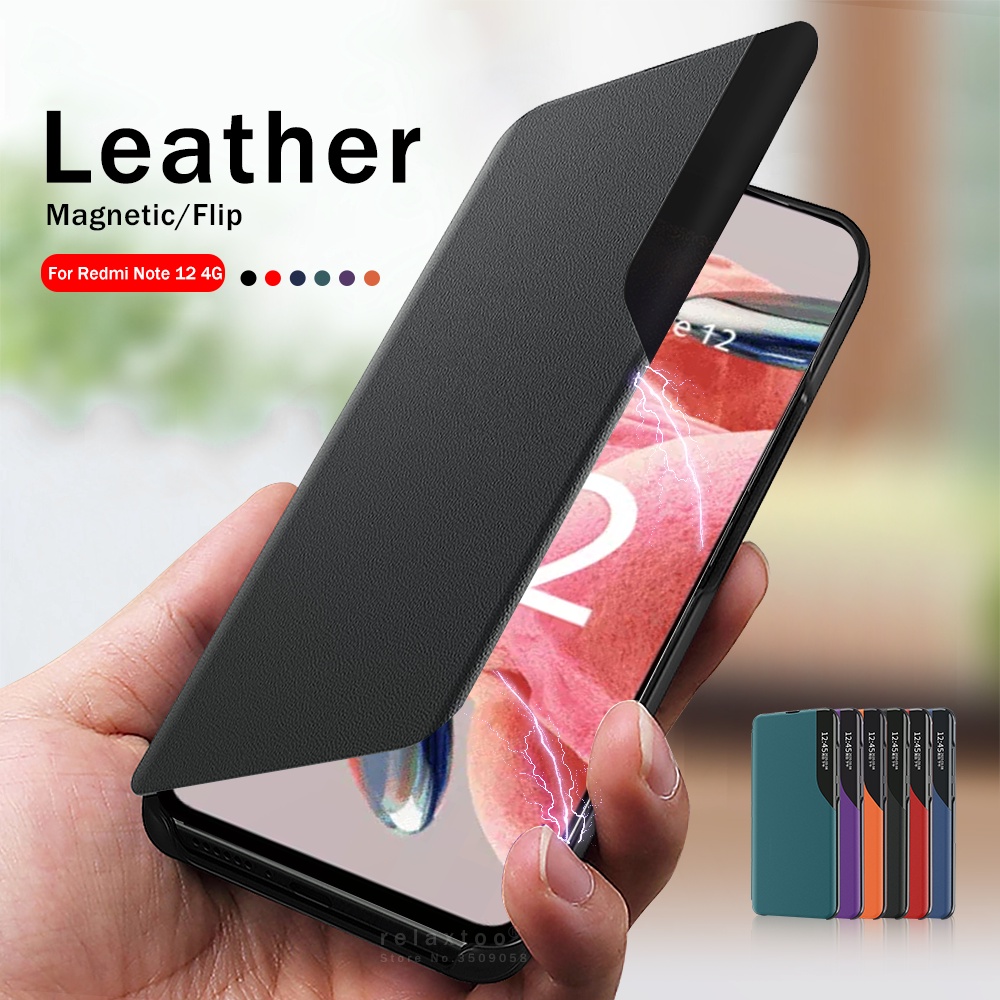 Redmy Note 12 4G Case Smart Side View Leather Flip Phone Cover On For ...