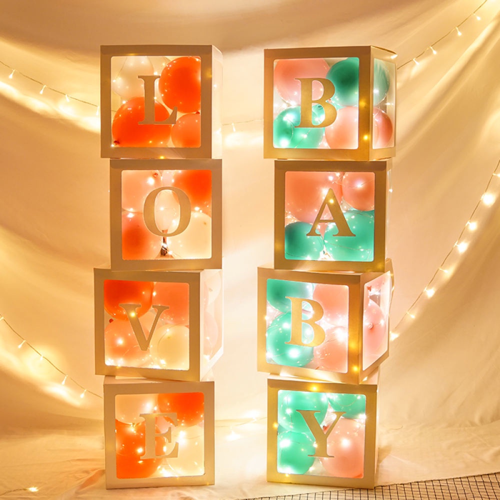 Transparent Balloon Box With Number Letter Name Backdrop Birthday Party ...