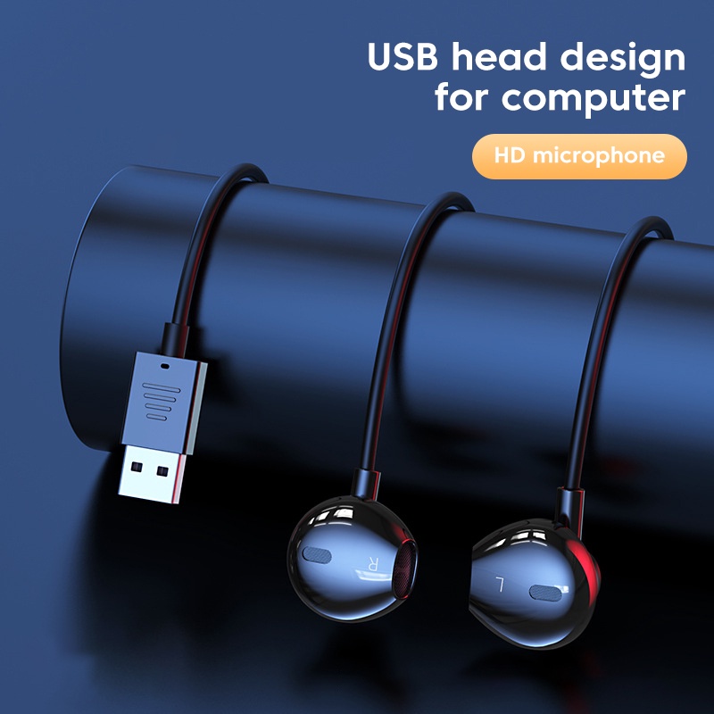 3M USB In Ear Wired Headphone With Mic Stereo Heavy Bass Earphone For ...