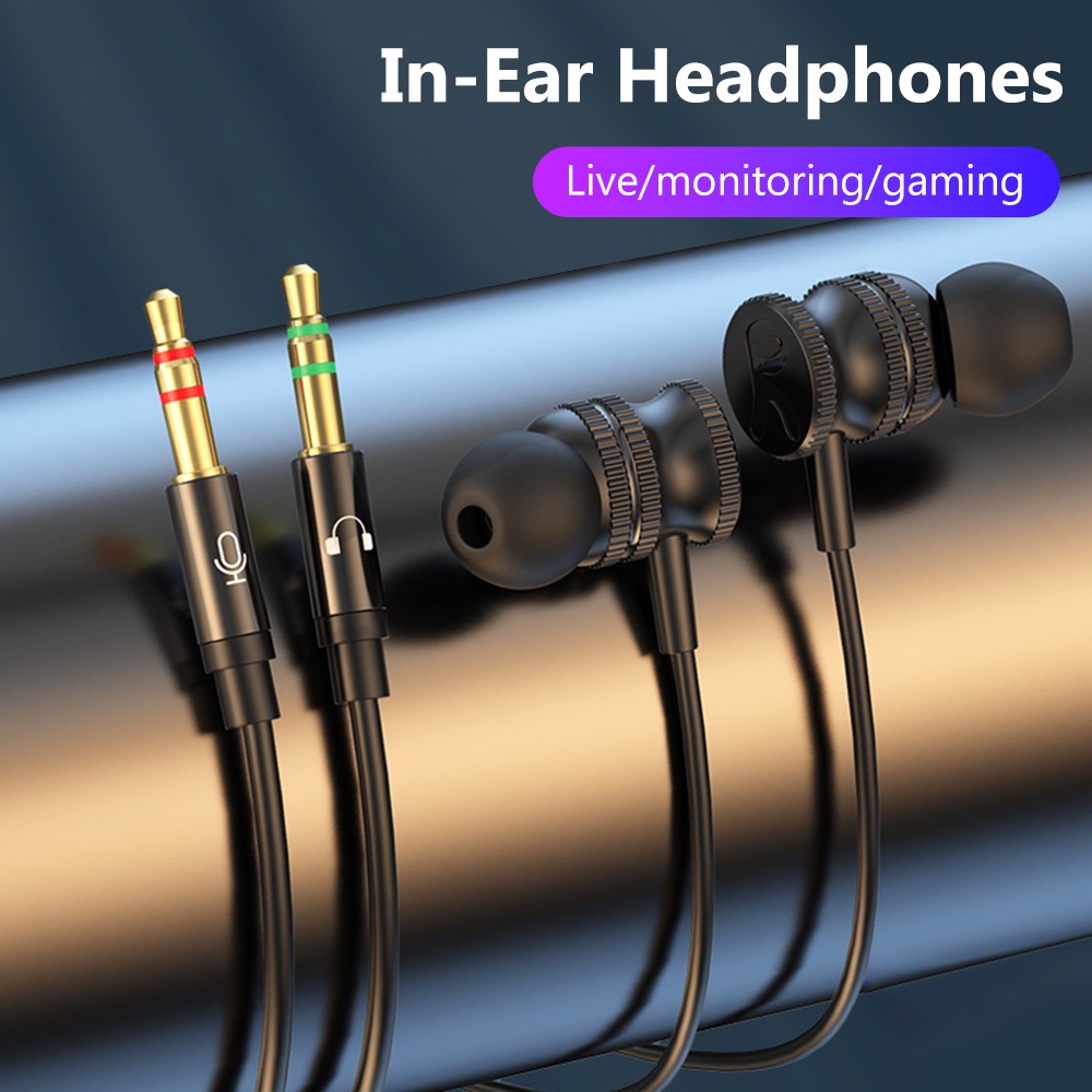 Wired Earphone With Mic Dual Plug 3.5mm Noise-cancelling headphones For ...