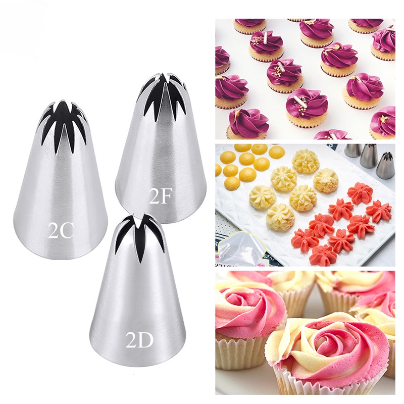 3PCS Large Icing Piping Nozzle Decorating Cake Baking Cookie Cupcake ...