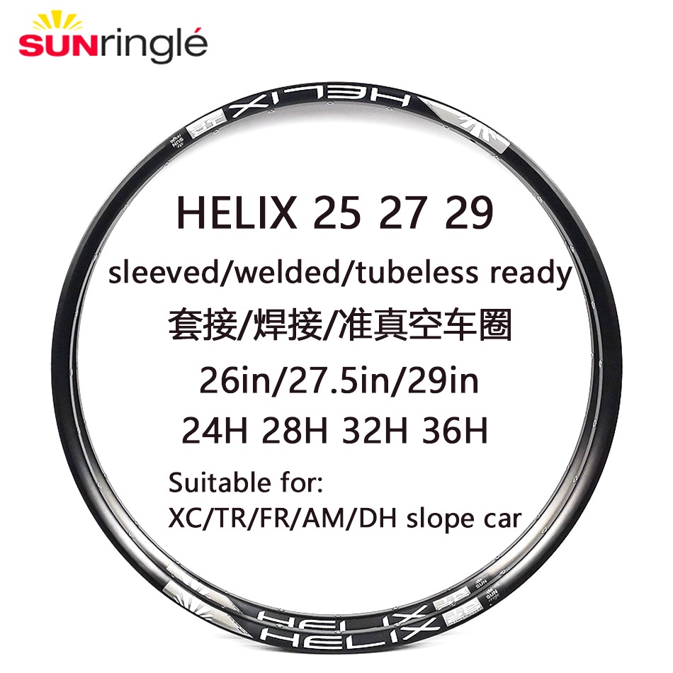 Sunringle Rim HELIX TR25 TR27 TR29 26 27.5 29 inch 24H/28H/32H/36H MTB ...