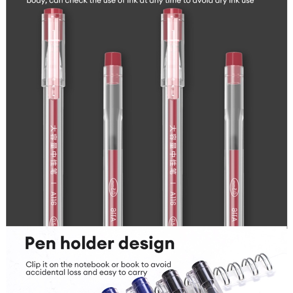 Deli Gel Pen 0.5mm Tip High Capacity Quick-Drying Writing Pen School ...