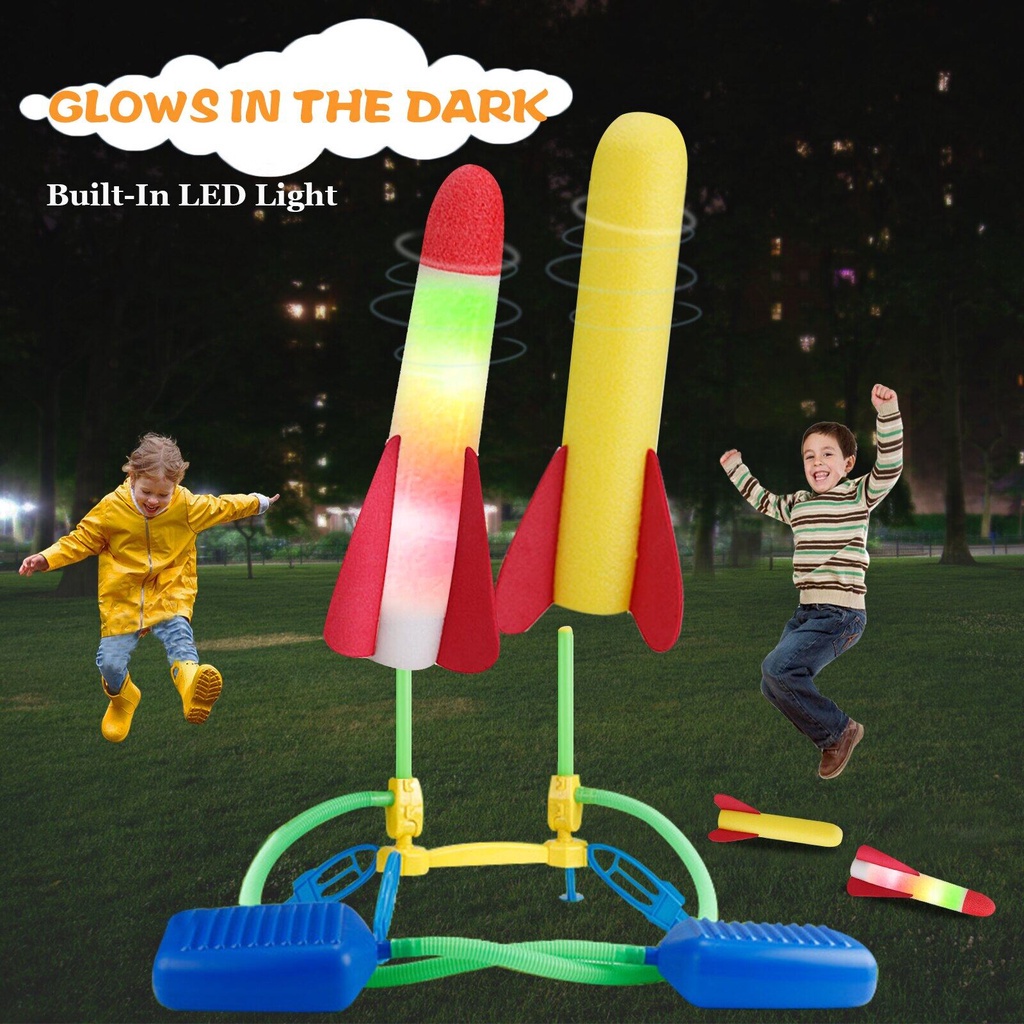 Kid gifl Air Rocket Foot Pump Launcher Toys Sport Game Jump Stomp ...