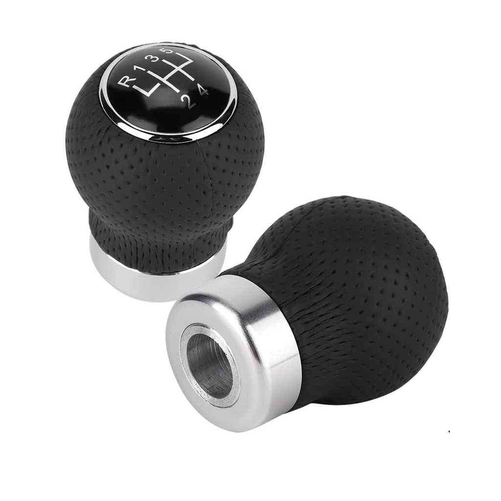Universal 5 Speed Car Gear Shift Knob Round Leather with Adapter ...