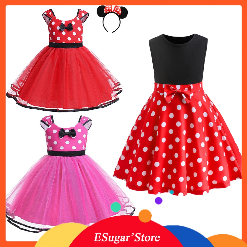 Mickey Minnie Pink Red Dress for Baby Girls Toddler Birthday Party Tutu ...