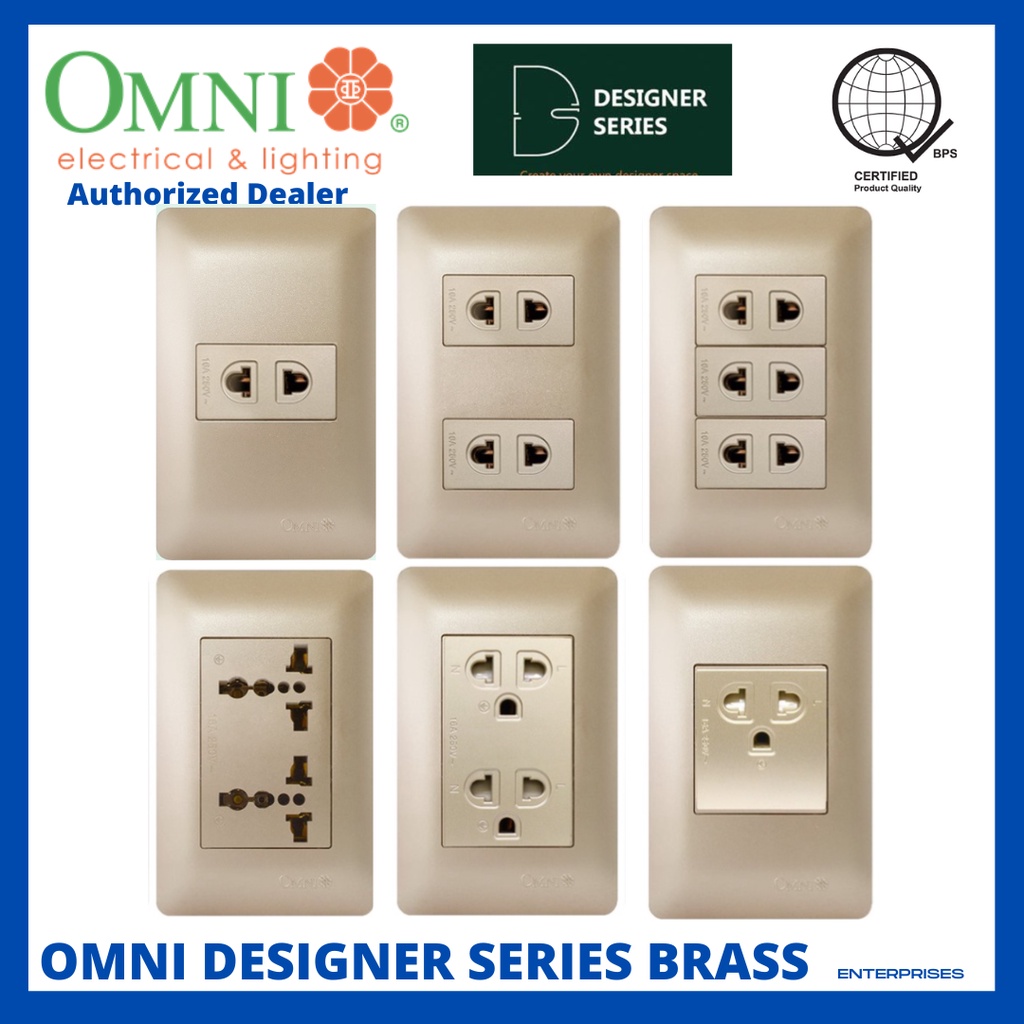 Omni Designer Series BRASS Universal Outlet Sets (1GANG, 2GANG, 3GANG ...