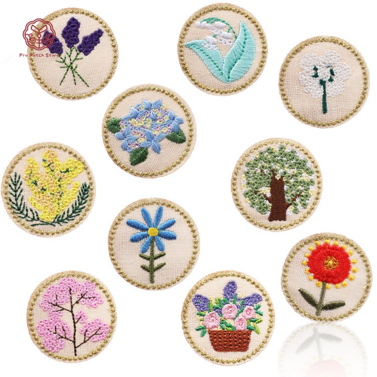 Pro Patch Store Round Rose Flower Basket DIY Embroidery Patches for ...