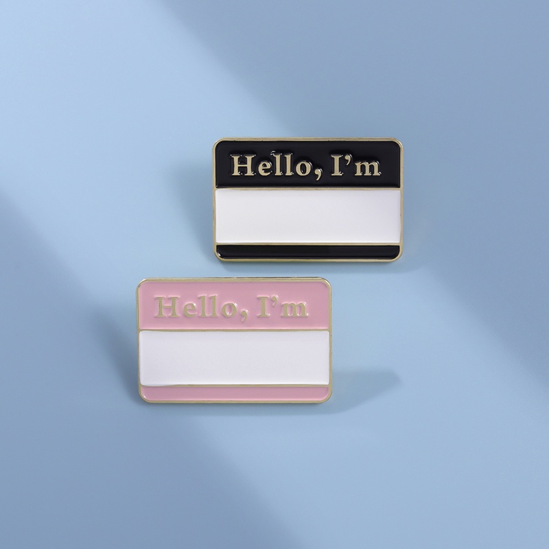 Hello I'm Letter Quotes Enamel Pins Colorful Text Banner Pin Creative ...