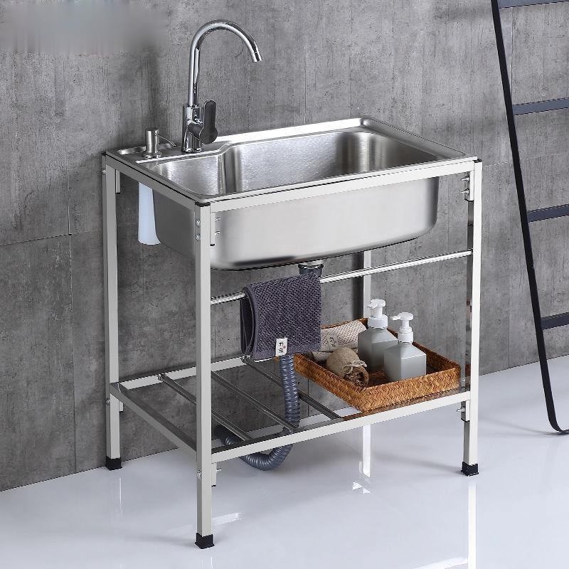 Stainless Steel Kitchen Sink Set with Faucet 48*35cm Floor Single ...