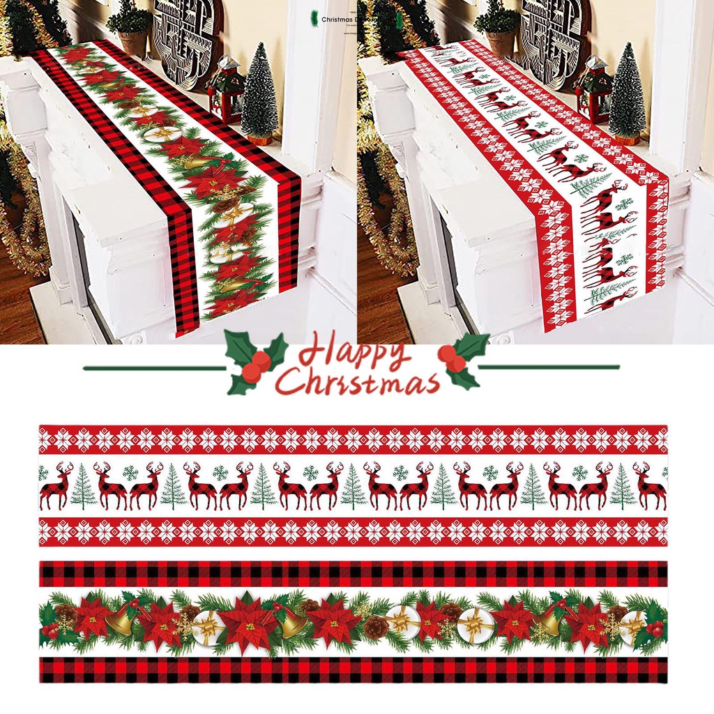Christmas Tablecloth Red and Black Plaid Flower Rectangle Table Dust ...