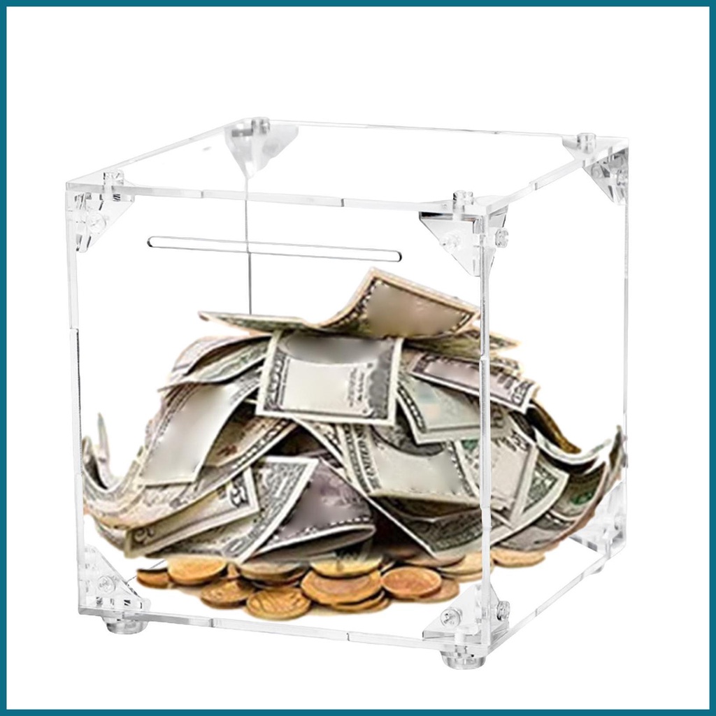 Acrylic Money Jar Transparent Money Bank Cash Container Box Assemblable ...