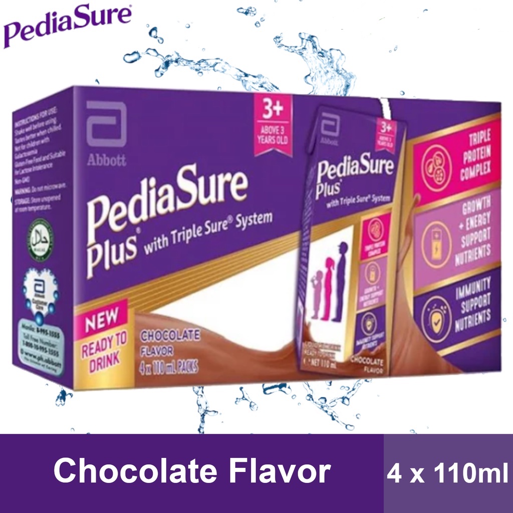 PediaSure Plus Ready to Drink Chocolate for 3yrs Old Above 4pcs X 110mL ...