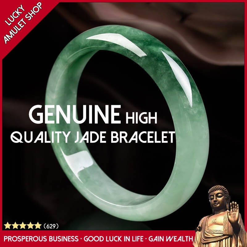 Authentic Burmese Jade Bracelet Relaxing Nerves Lucky and Blessing Bracelet Ladies Noble Jade ...