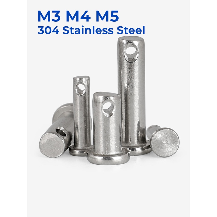 M3 M4 M5 GB822 304 Stainless Steel Axis Pin with Hole Pin Shaft Cotter ...