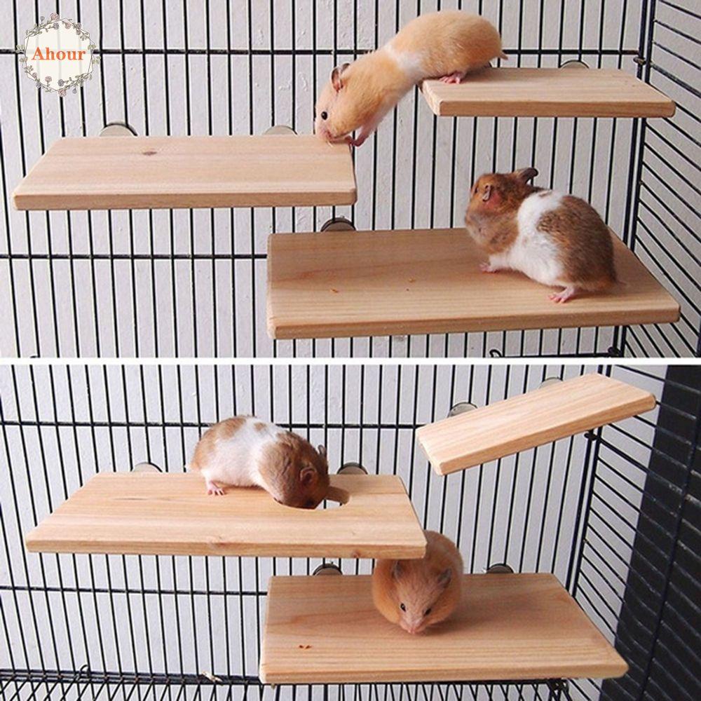 AHOUR Wood Stand Platform Ladder Springboard Hamster Cage Cockatiel ...
