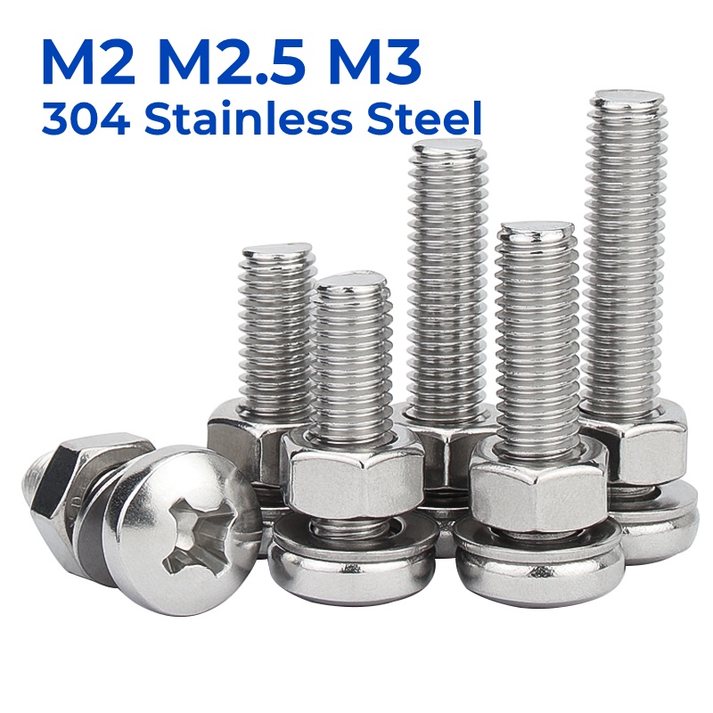 M2 M2.5 M3 304 Stainless Steel Cross Phillips Round Pan Head Screw Bolt ...