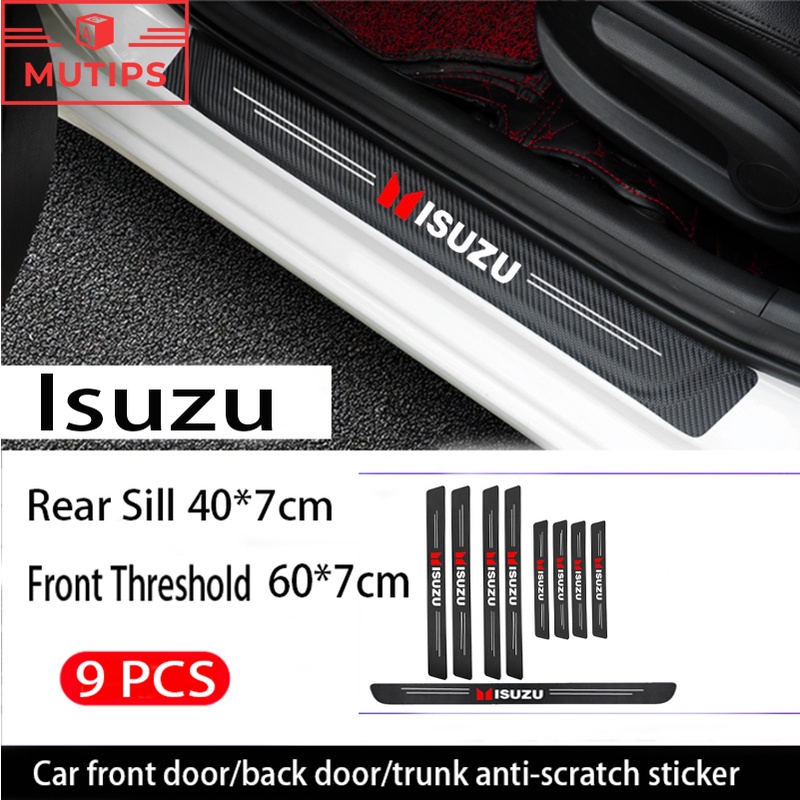 ISUZU 9Pcs Car Door Stickers Carbon Fiber Sill Protection Auto Scratch ...