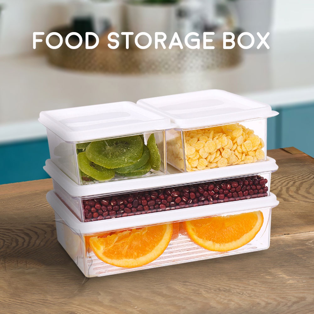 4 Pieces Set Food Grade Home Fridge Plastic Sealed Meal Box Space Saver ...