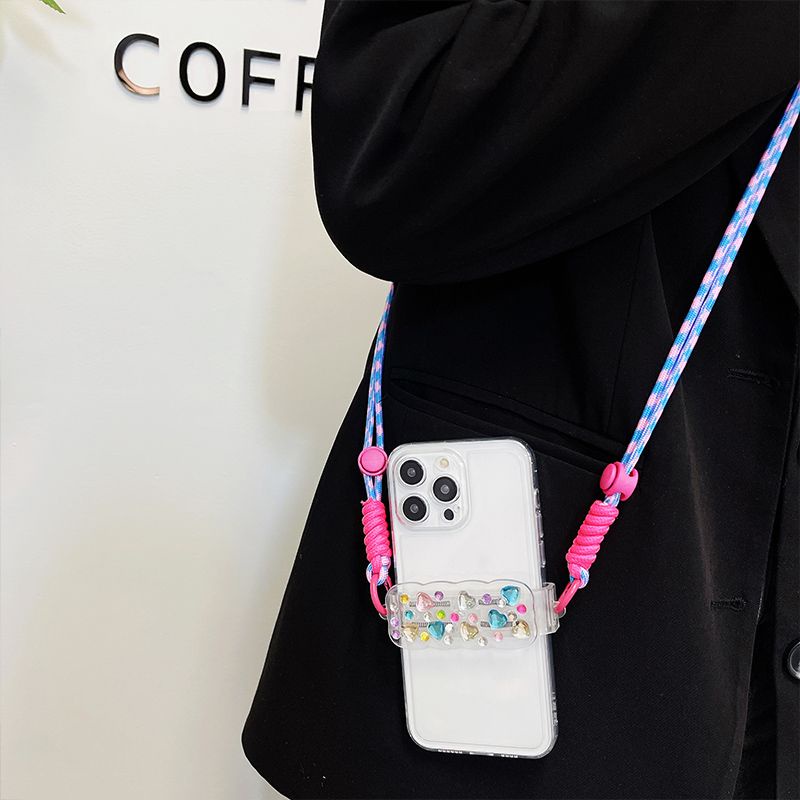 Mobile Phone Back Clip Lanyard Niche Diagonal Girl Gem Outdoor ...