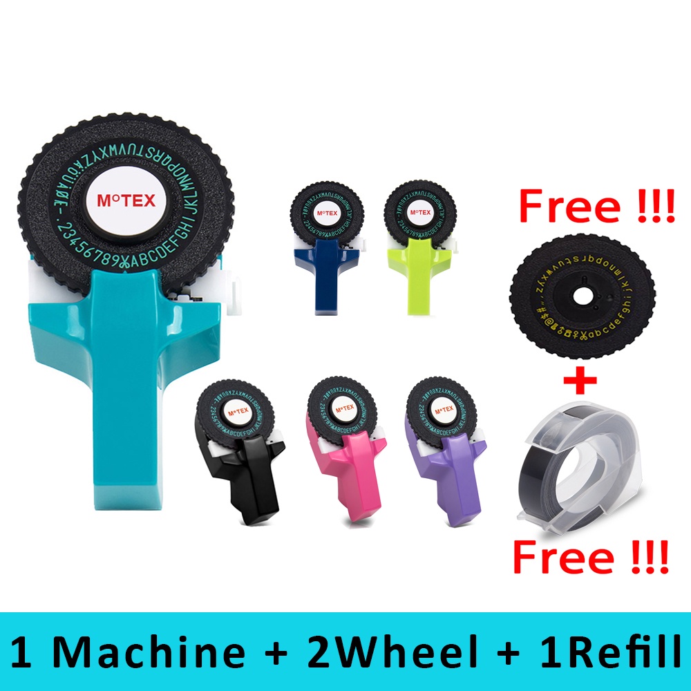 MOTEX E101 Label Maker with 2 Wheel 3D Embossing Tape 9mm DIY Manual ...