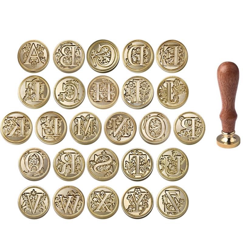 Retro Sealing Wax Stamp Head 26 Alphabet A-Z Letter Seals Stamp Set ...