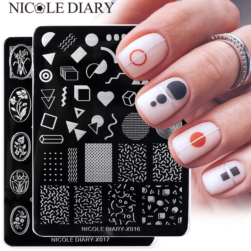 NICOLE DIARY French Line Stripe Design Image Printing Nail Art Stamping Plate Nail Polish Stamp ...