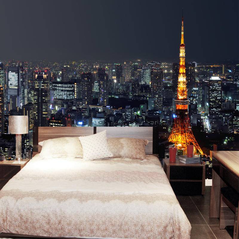 Custom 3D city night View Eiffel Tower Cafe European style Self Adhesive wallpaper study office ...
