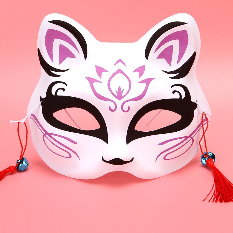 Japanese Style Anime Half Face Cat Mask, Mask for Christmas Costume ...