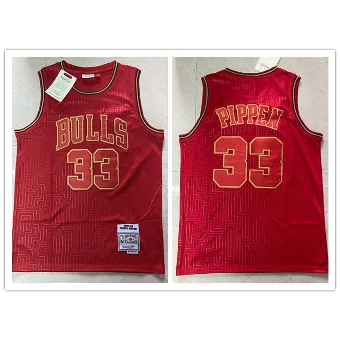 2023 NBA Jersey Chicago Bulls No.33 PIPPEN retro logo black basketball ...