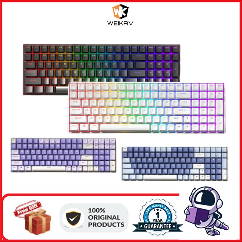 WEIKAV WK100 three mode Hot swap RGB mechanical keyboard | Shopee ...
