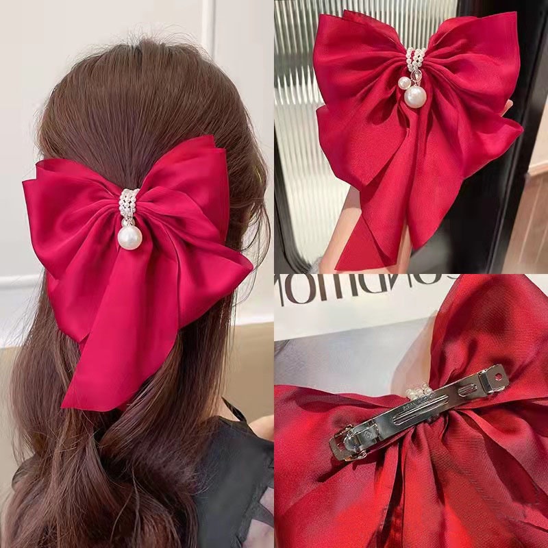 Korean Ribbon Hair clip Ponytail Bow Hair clip Fashion Hairpin Tie Hair ...