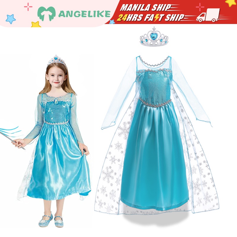 ANGELIKE Frozen Dress Elsa Costume for Girls Kids Birthday Party Blue ...