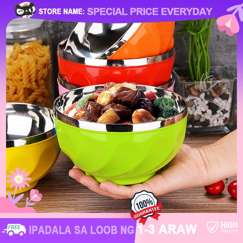 13cm Colorful Bowl Double-Walled Anti-scalding Stainless Steel Drop ...
