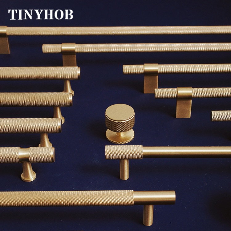 Multi size Gold Knurled/Textured Kitchen Handles Drawer Pulls Bedroom ...