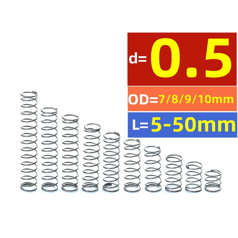 【WDY】SUS304 Compression spring d0.5mm OD7-10mm length 5-50mm | Shopee ...