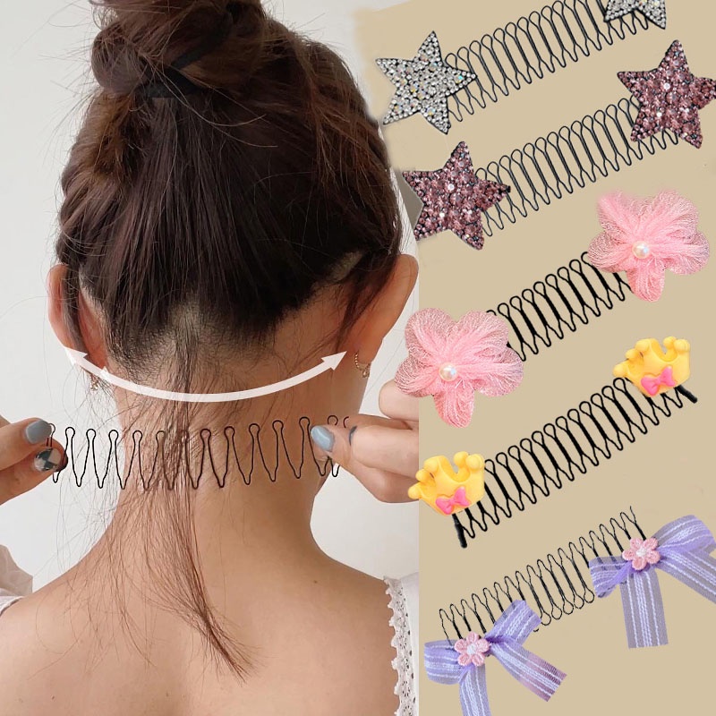 Rhinestone Star Inserted Comb Hair Clip Broken Hair Sorting Tool Pull ...