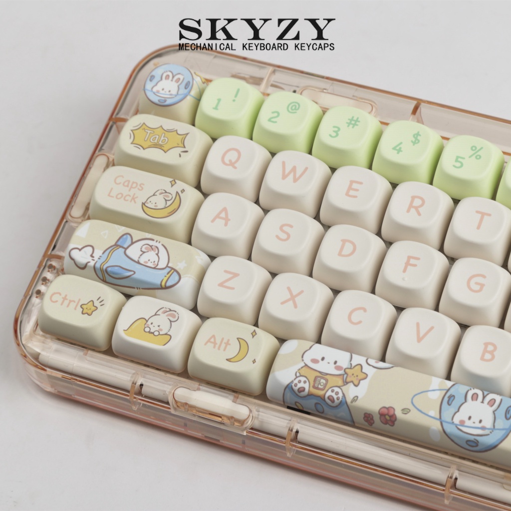 Space Bunny Keycaps MOA Profile Cartoon Rabbit PBT Dye Sub Mechanical ...