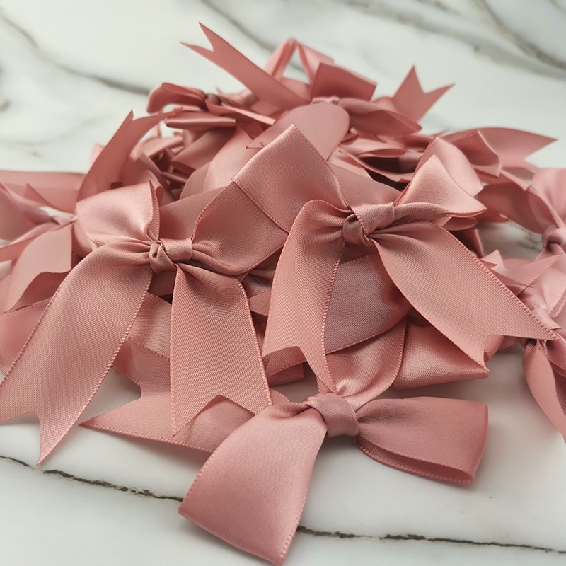 (50pcs) Ribbon width 2.5 fresh pink ribbon bows Polyester Satin Bow ...