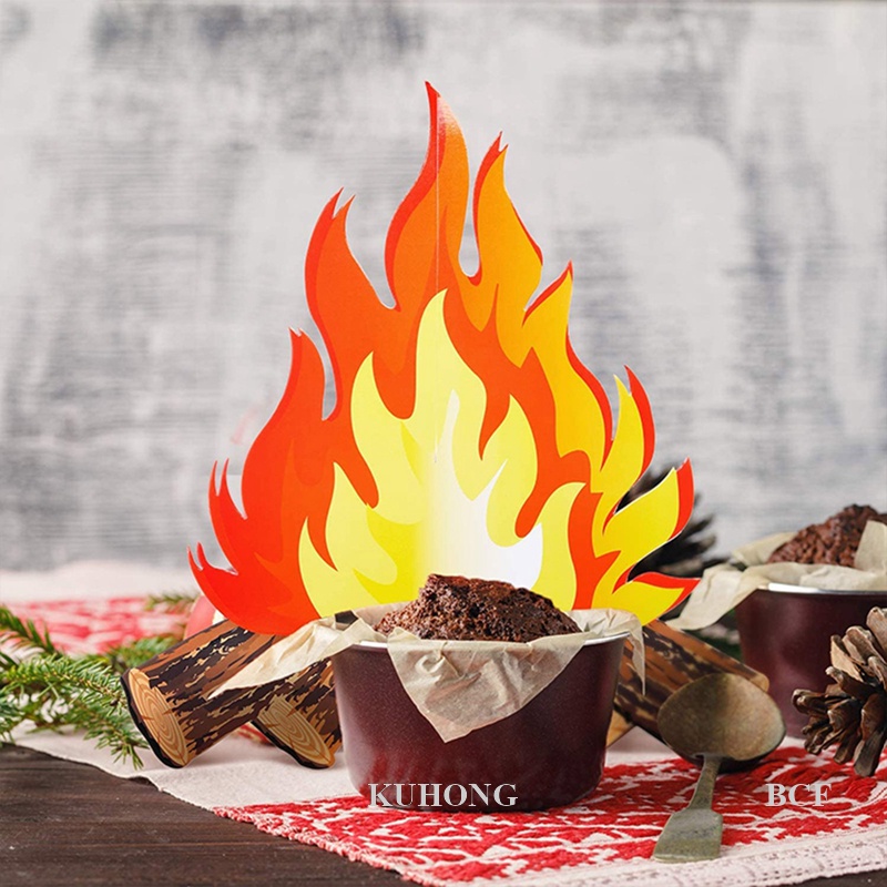 KUHONG 3D Decorative Cardboard Christmas Artificial Fire Flame Campfire ...