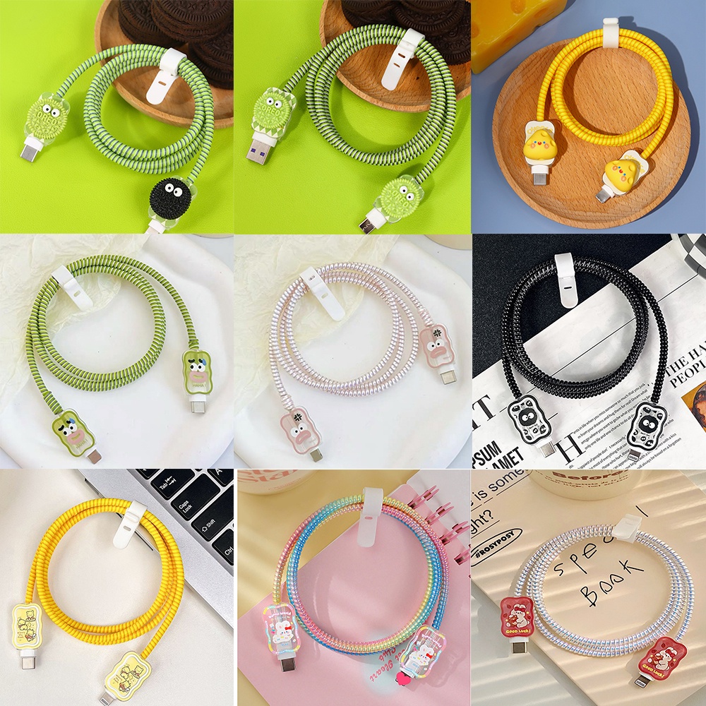 【50 Pattern】Cute Cable Protector Cartoon Cord Protector Earphone Cable ...