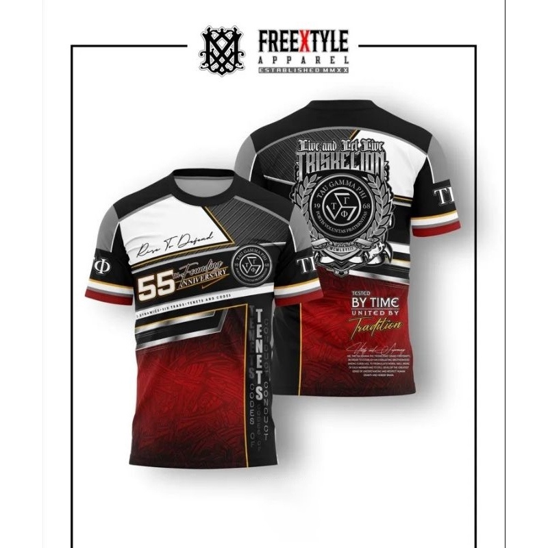 Tau Gamma Phi Triskelion Frat Shirt Full Sublimation 55th Anniversary ...