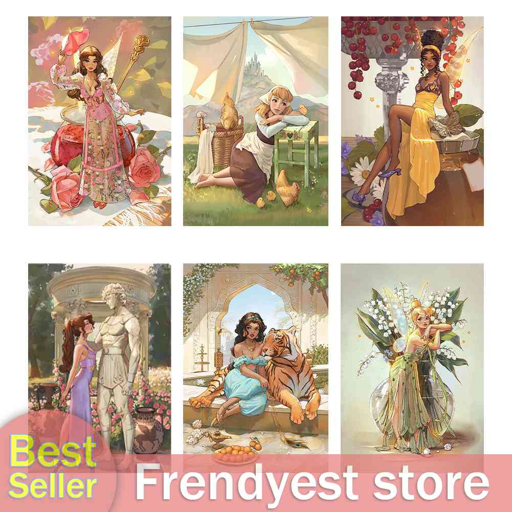 40*50CM 5D DIY Full Round Drill Diamond Painting Animation Princess Kit ...