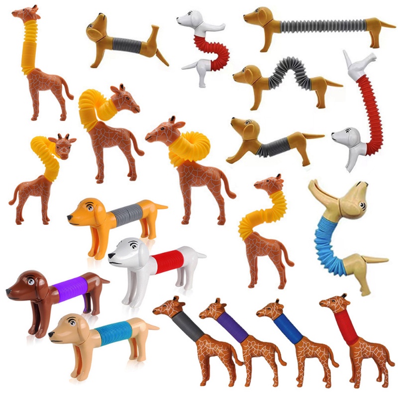 Retractable Giraffe Pop Tubes Cartoon Animals Stretching Spring Tube ...