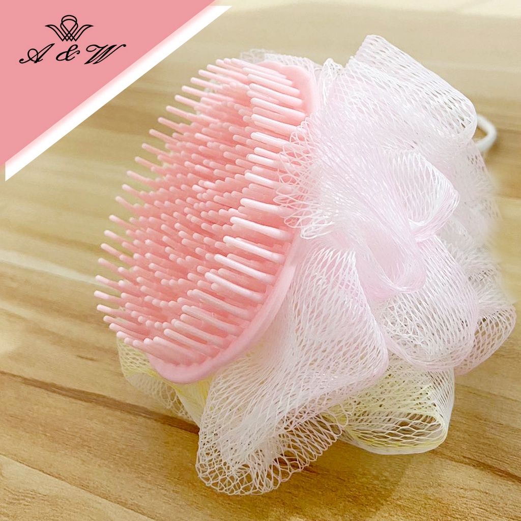 A&W Bath Scrubber Net with Massage Brush Exfoliating Random Color ...