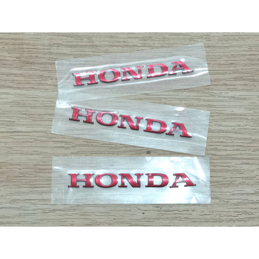 Honda Logo Embossed RED Glossy Emblem Sticker (10x1.2cm) Click Visor V1 ...