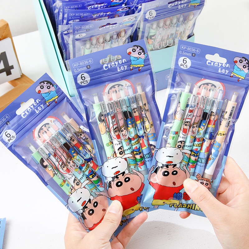 Crayon Shin-Chan Ballpoint Pen Press Metal Clip 6pcs Set Gel 0.5mm ...