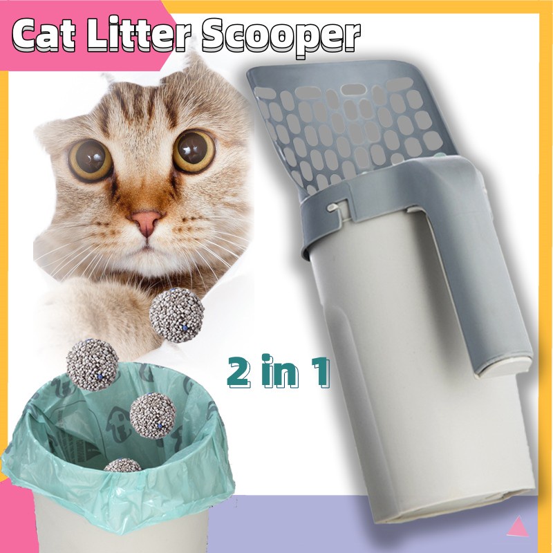 2 in 1 Grid Cat Litter Scooper Grid Cat Poop Removal Cat Litter Shovel ...